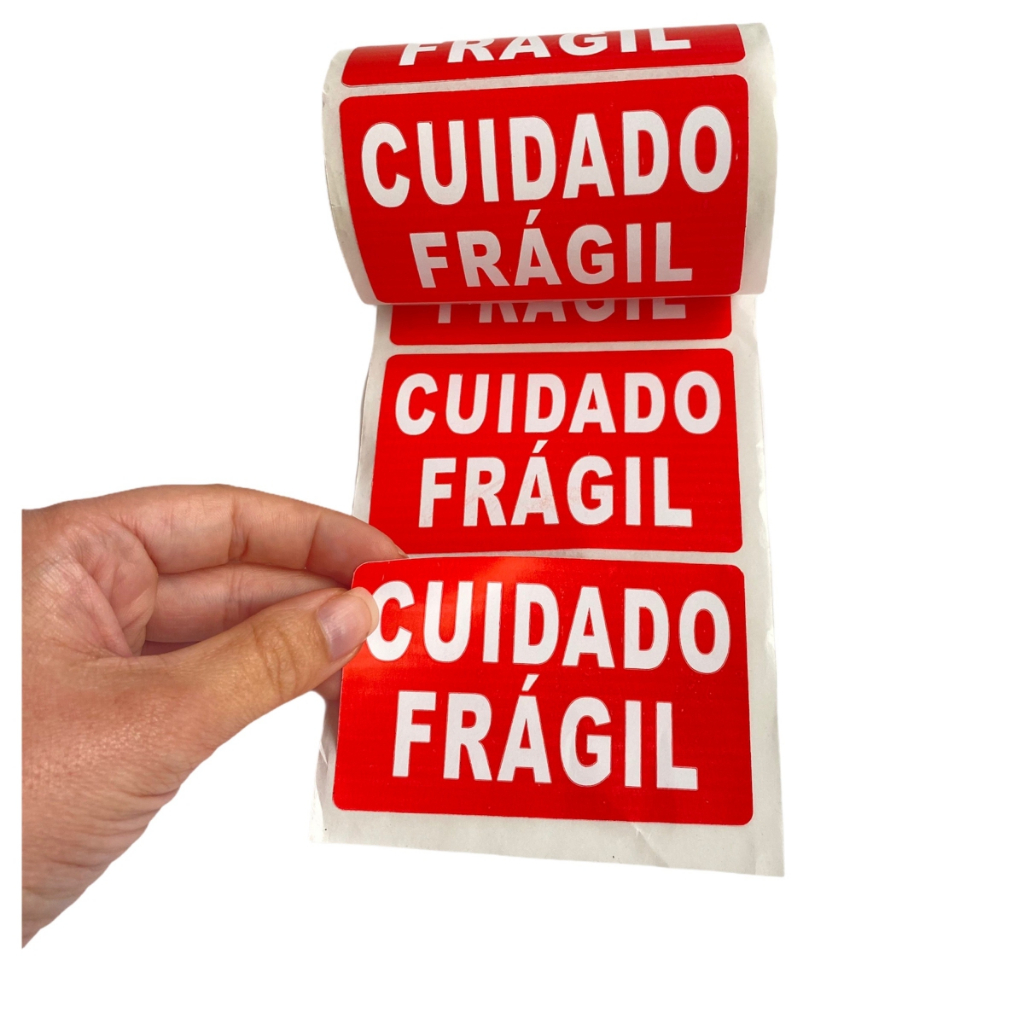 Etiquetas Cuidado Fragil Rolo com 500 Adesivos Couche ALTA QUALIDADE ...