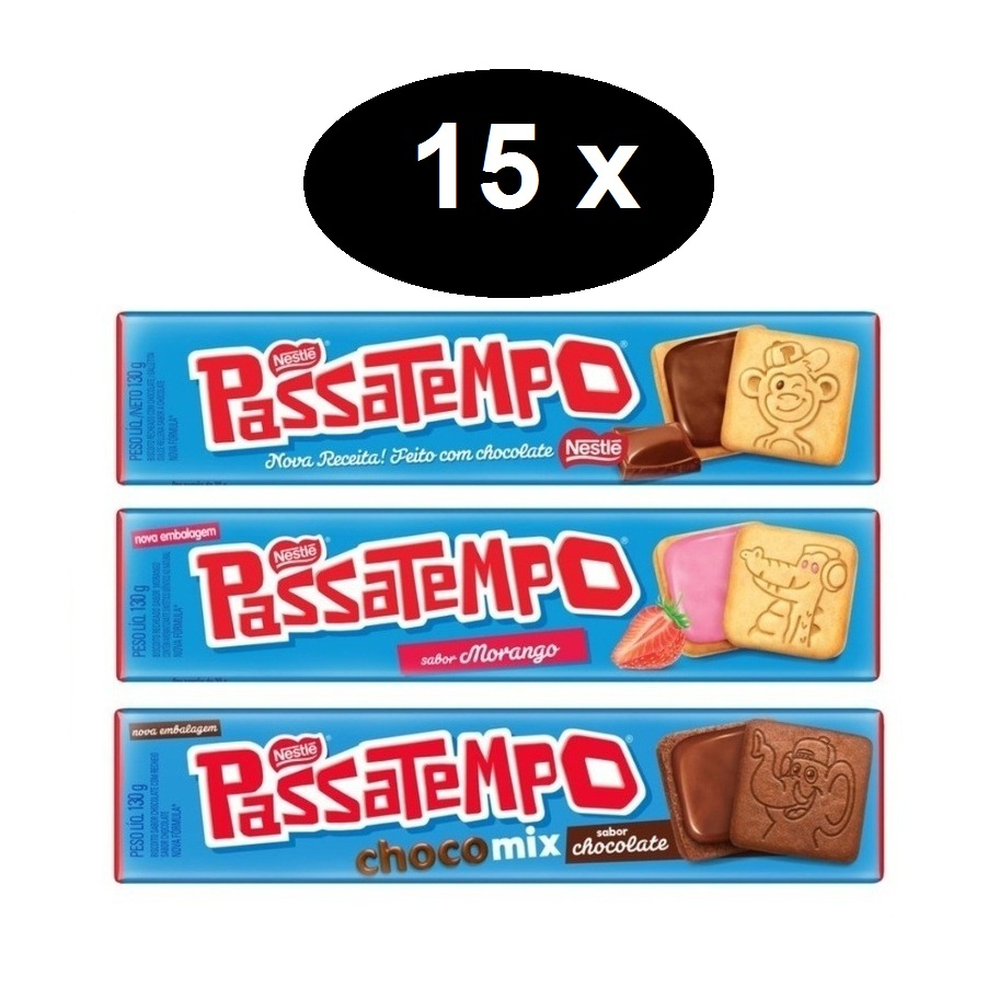 Kit Com 15 Pacotes De Bolacha Recheada Passatempo | Shopee Brasil