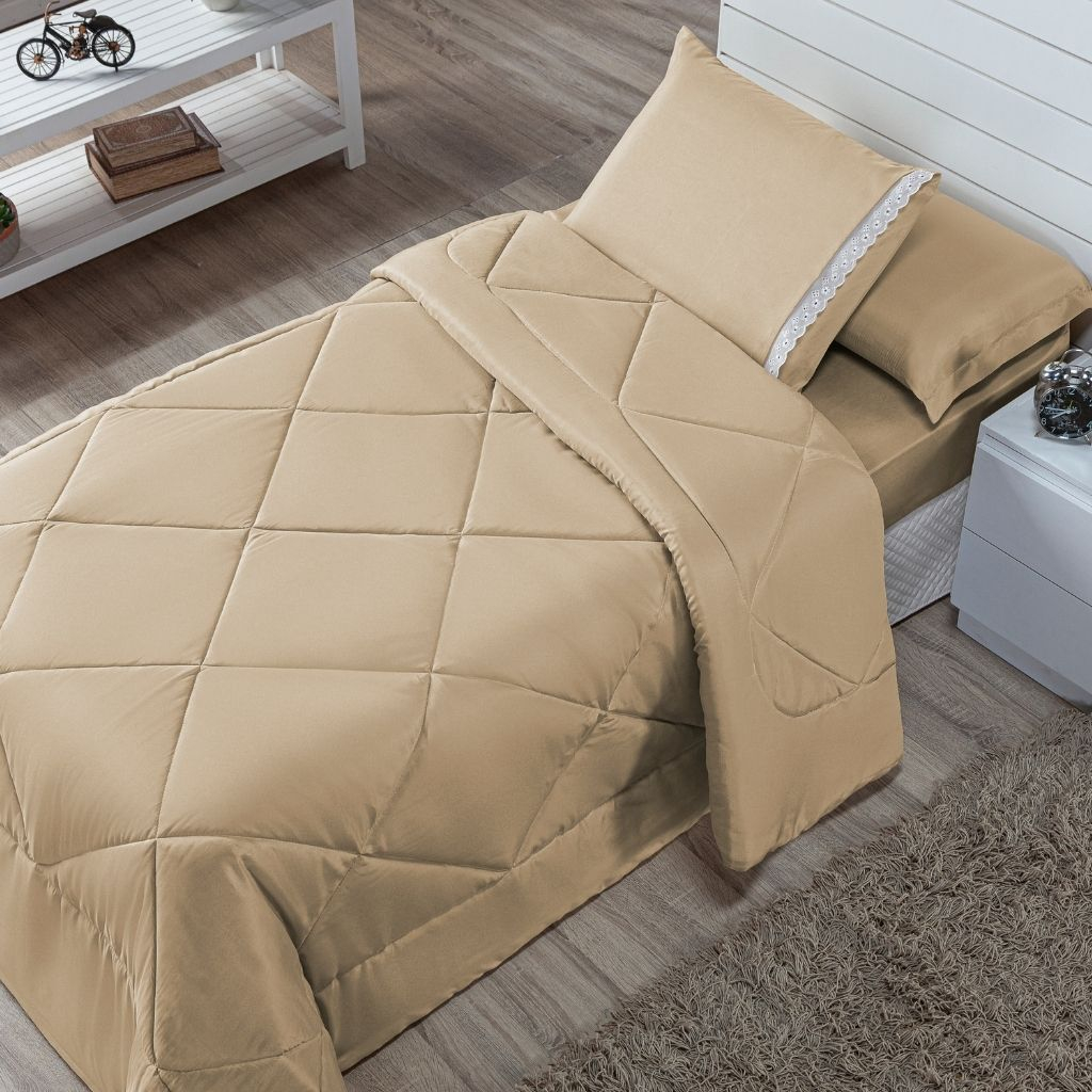 Kit Edredom Solteiro 2,40m x 1,60m Dupla Face Cobre Leito Solteiro ...