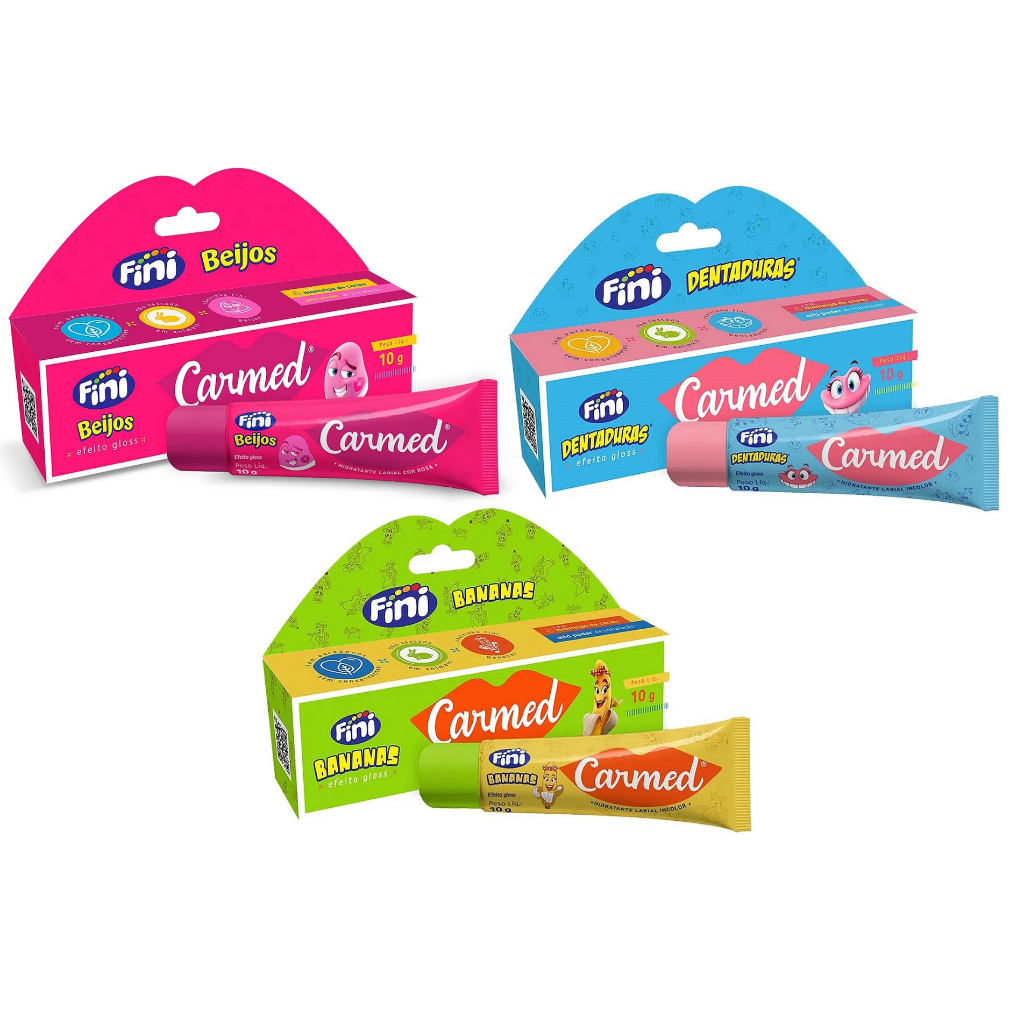 Kit 3 Hidratantes Labial Carmed Fini Efeito Gloss 10g | Shopee Brasil