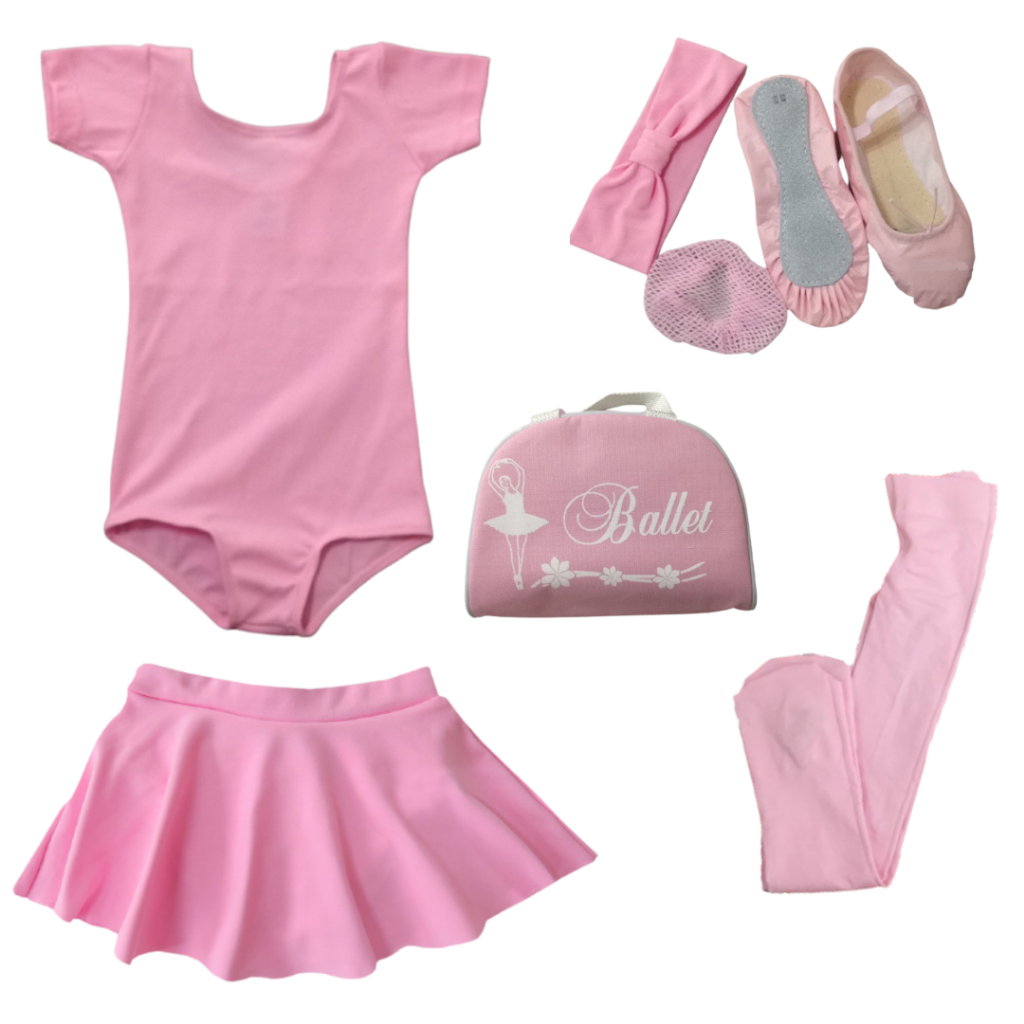 Kit Roupa Uniforme Figurino Ballet Aula Infantil Balé | Shopee Brasil