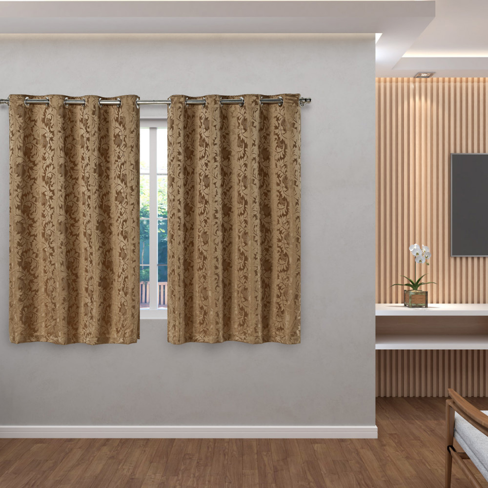 Cortina Em Tecido Jacquard 2 80 M Largura X 1 80 M Altura Para Sala