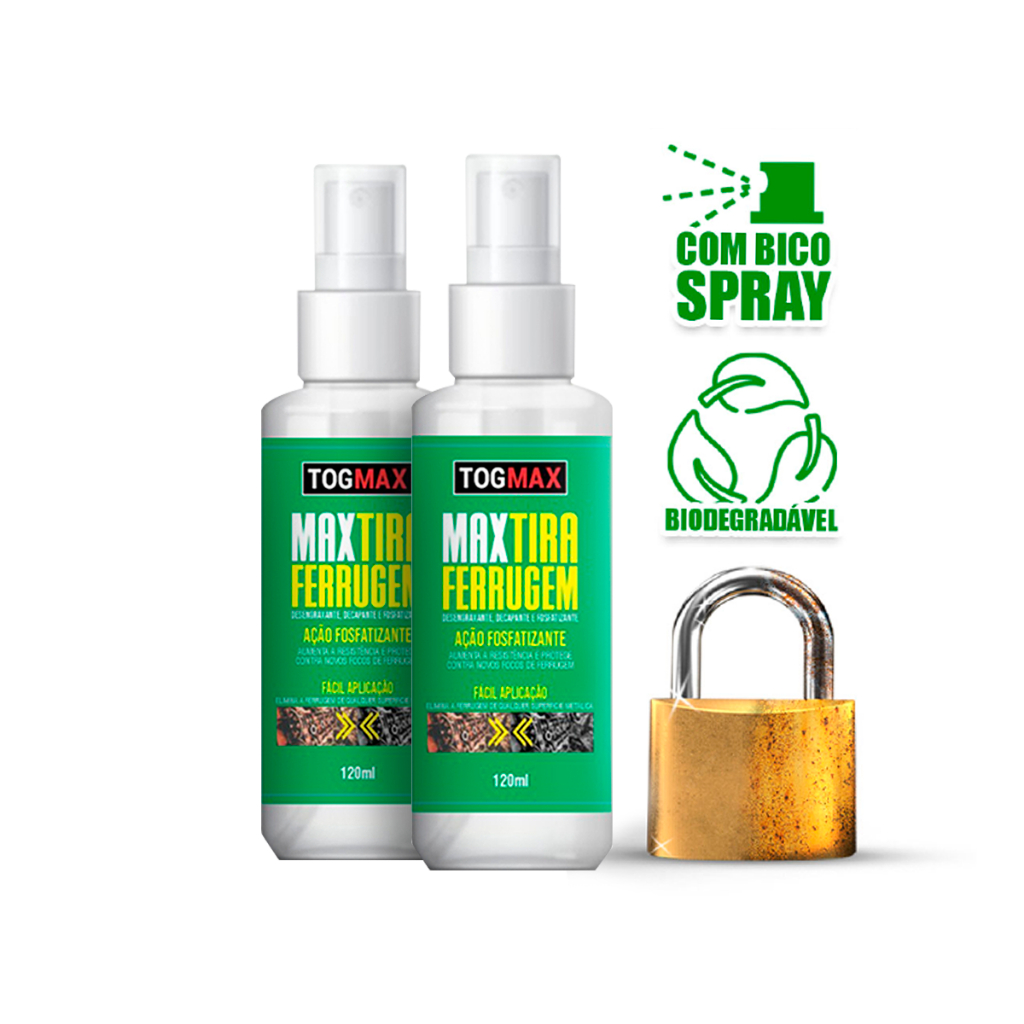 Kit 2 Max Tira Ferrugem Removedor Ferrugem Em Aço 120ML Togmax Limpa ...