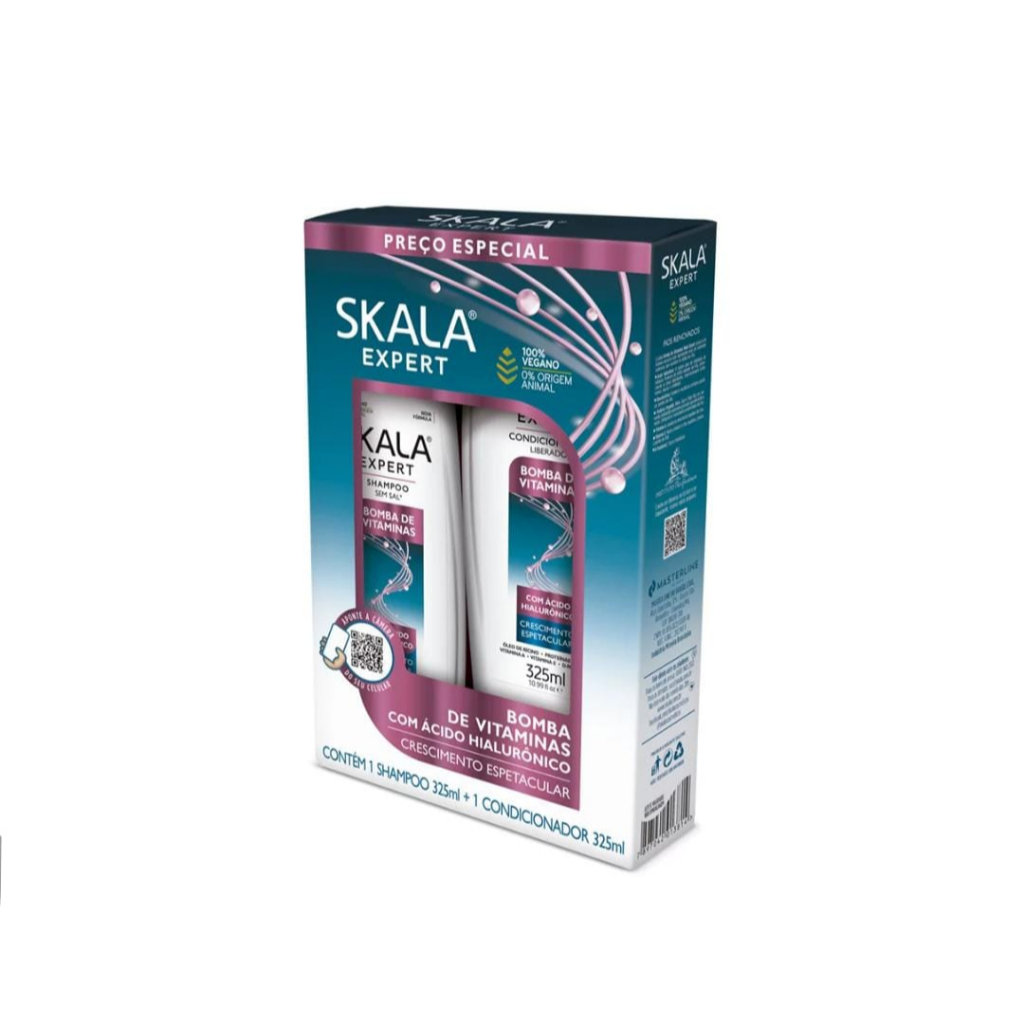 Kit Shampoo 325 ml E Condicionador 325 ml Bomba De Vitaminas Sos Skala ...