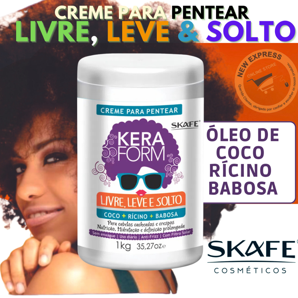 Creme Pentear Cacheadas Livre Leve Solto Cabelos Ondulados Crespos 1KG ...