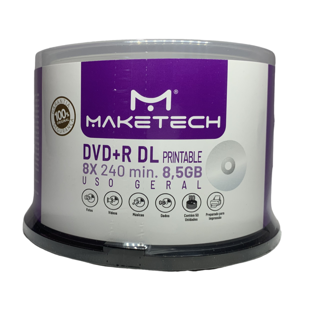 50 Unidades Dvd+r Dl Maketech 8.5gb 8x - Printable Ritek | Shopee Brasil
