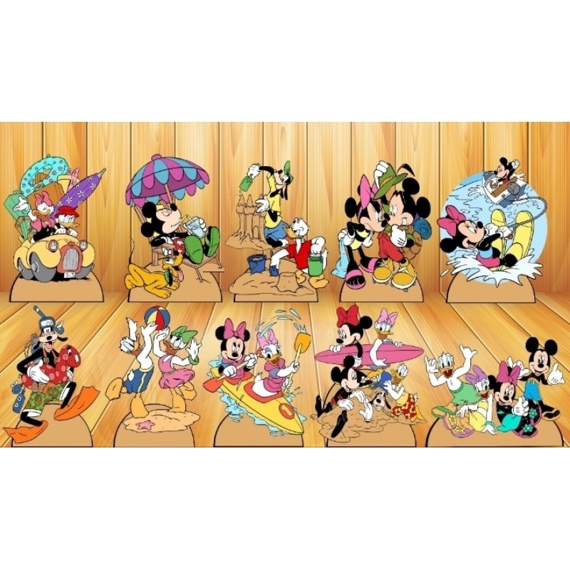 kit Turma do Mickey Praia 10 displays de mesa de 20cm mdf 3mm | Shopee ...