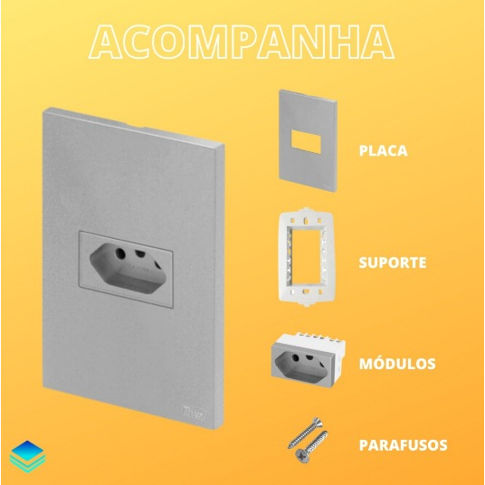 Conjunto Tomada 10a 20a Recta Satin Prata Fosco Blux 4x2 Interruptor ... Conjunto Tomada 10a 20a Recta Satin Prata Fosco Blux 4x2 Interruptor ...