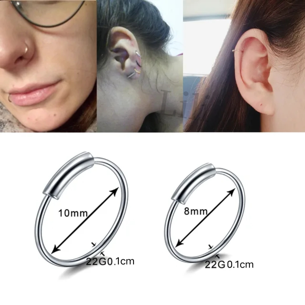 Brinco Argola 2 Peças Daith Rook Pinna Helix Piercing Nariz Argola Aço ...