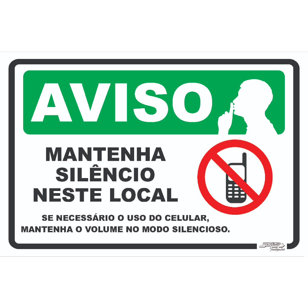 Placa De Sinalização | Aviso Mantenha Silêncio Neste Local | Shopee Brasil