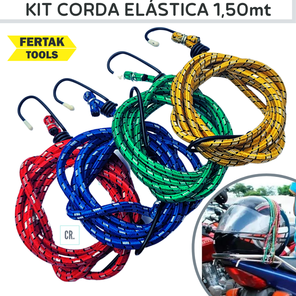 Corda Elástica Para Pagageiro Kit 4, 12 ou 20 Cordas de 1,50mt x 8mm P ...