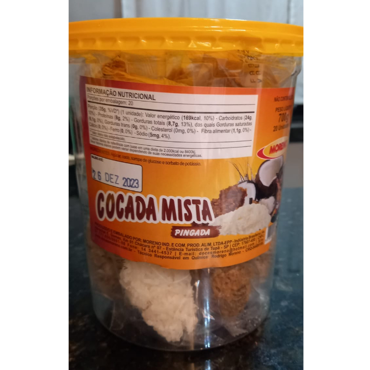COCADA MISTA PINGADA POTE C/20 UN 700G | Shopee Brasil