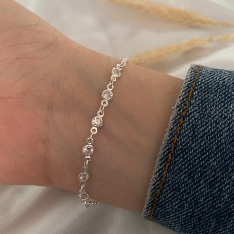 Pulseira ponto de luz zircônia prata legítima 925 | Shopee Brasil
