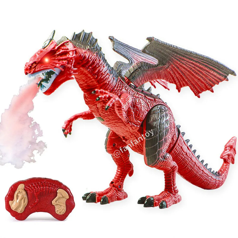Dragão Dinossauro Controle Remoto Anda E Solta Fumaça Com Som E Luz