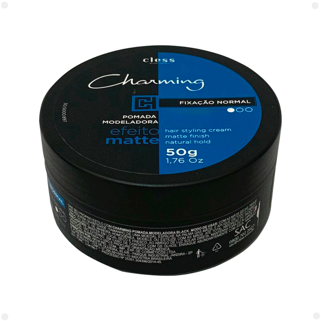 Pomada Modeladora Charming Men Normal Efeito Matte Tradicional 50g ...