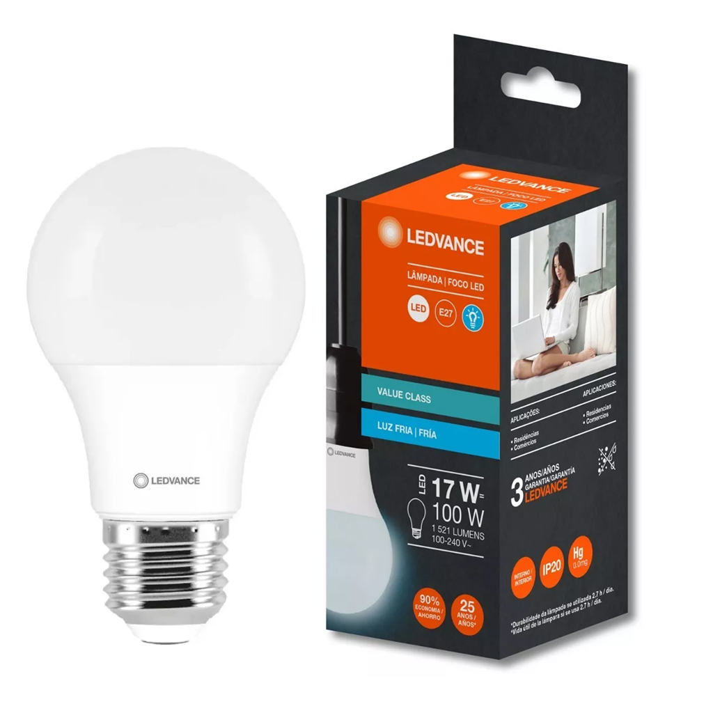 Lâmpada Led bulbo 17w Luz Fria 6500K Osram Ledvance Bivolt | Shopee Brasil