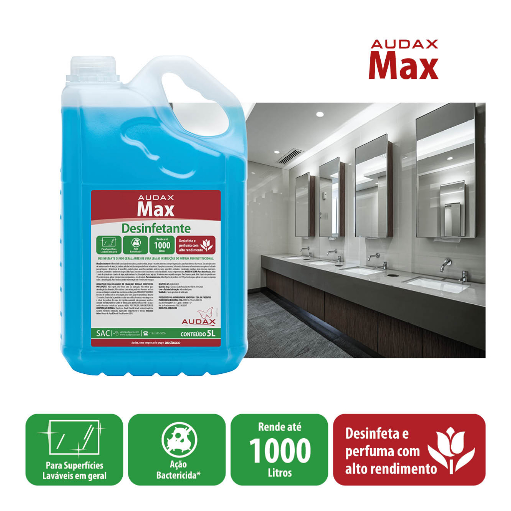 DESINFETANTE USO GERAL AUDAX MAX 5L | LIMPEZA E DESINFECÇÃO DE ...