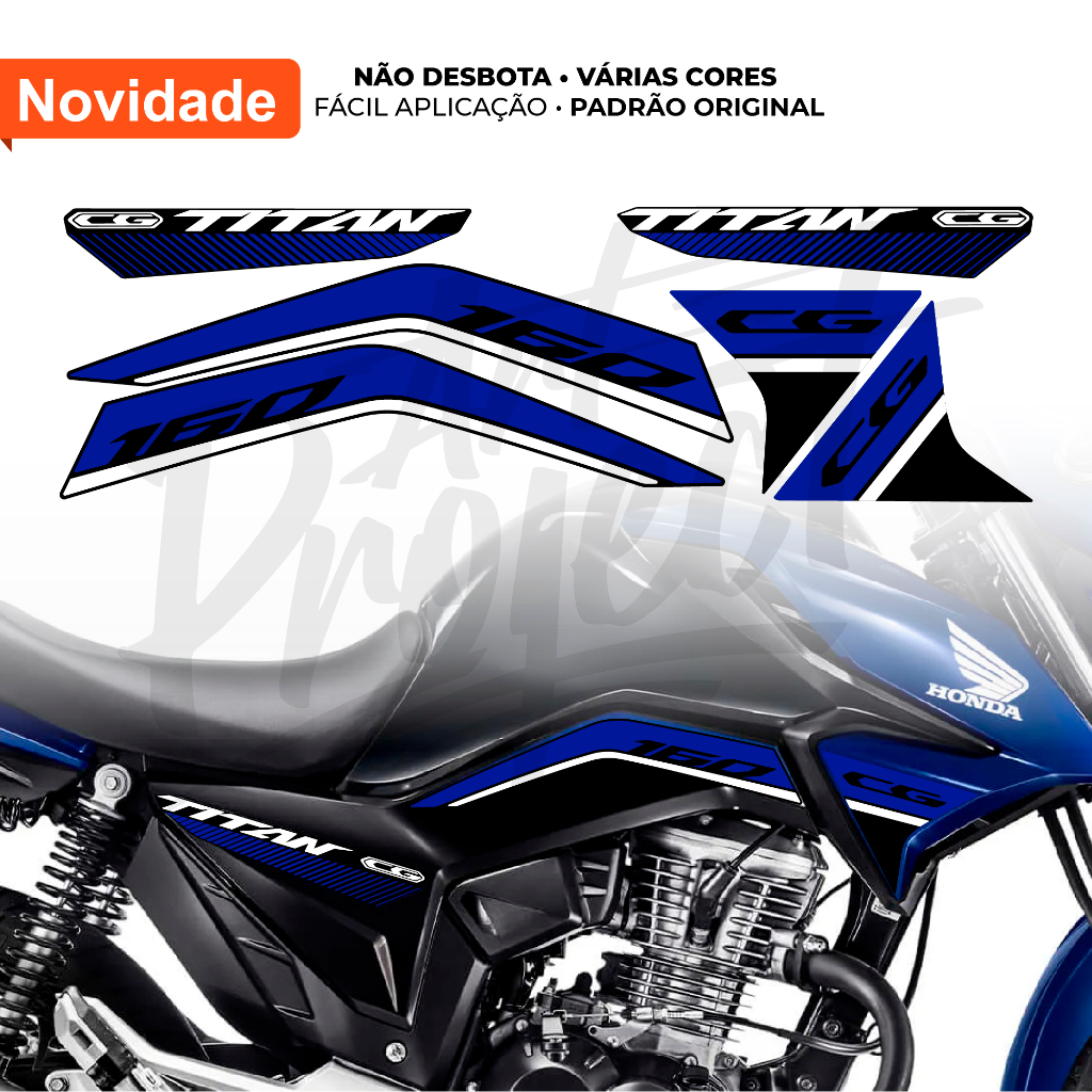 Kit Faixas/Adesivos Titan 160 2024 Azul | Shopee Brasil