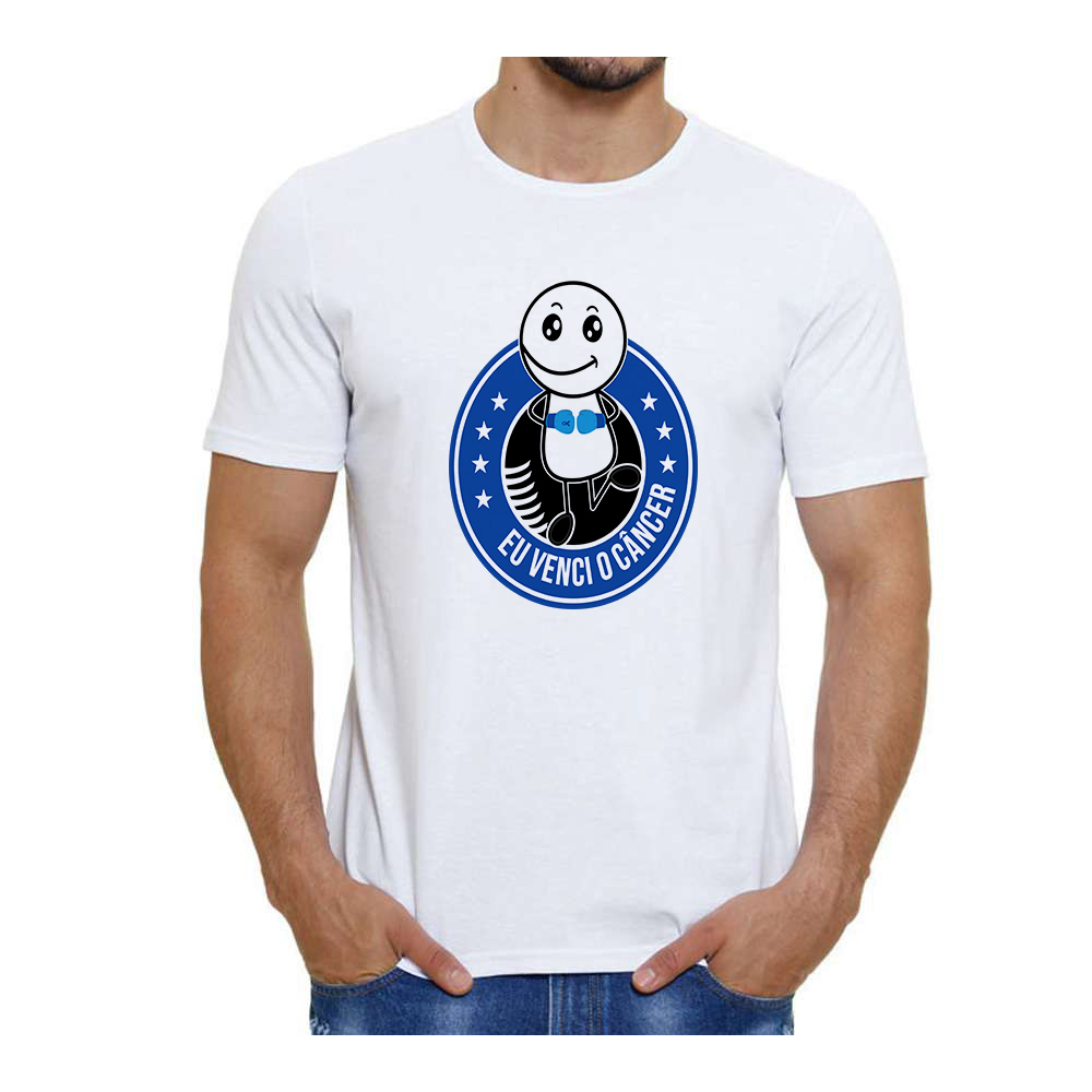 Camiseta masculina branca Campanha de Saúde Eu Venci o Câncer Camisa ...