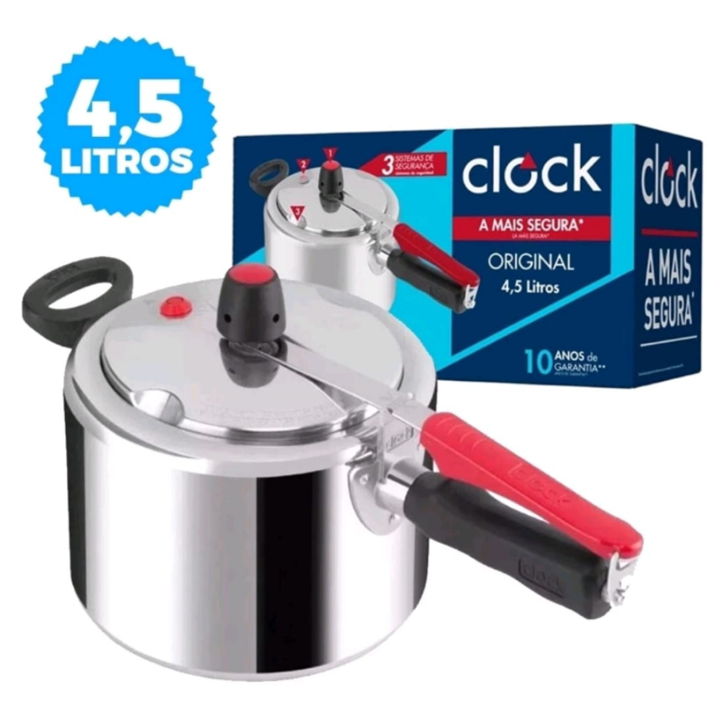 Panela de Pressão Clock 4,5L Original Alumínio polido | Shopee Brasil