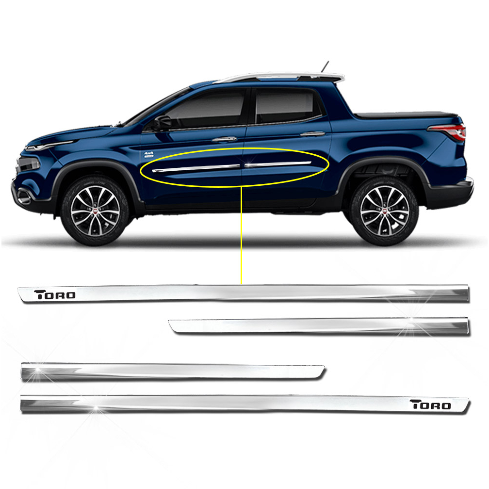 Aplique Friso Lateral Kit Cromado Slim Toro 2016 2017 2018 2019 2020 ...