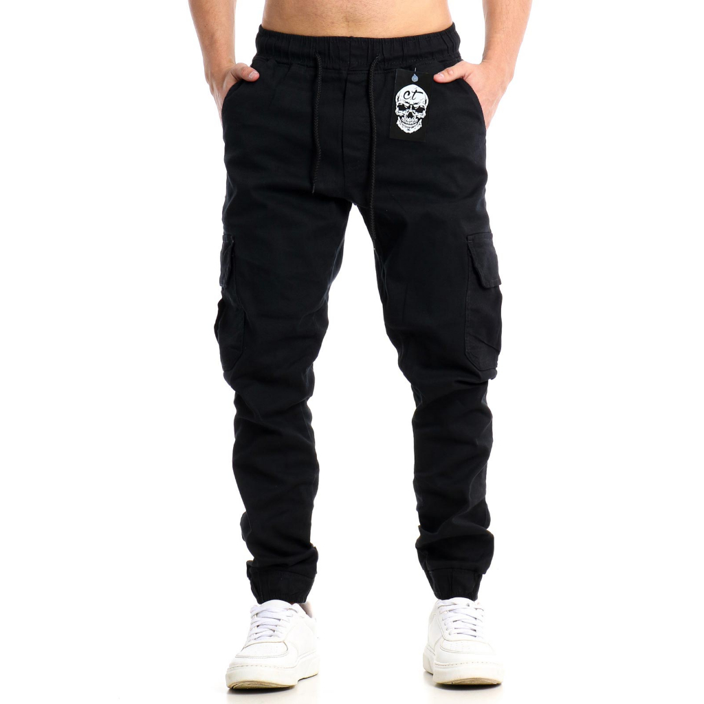 Calça Cargo Com Punho Masculina Jogger Bolso Lateral Moda Shopee Brasil