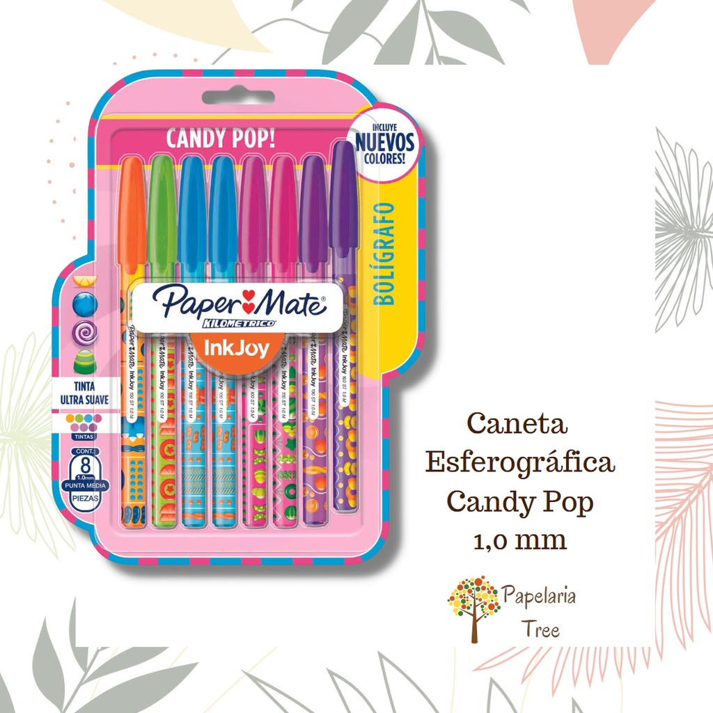 Caneta Paper Mate Candy Pop Inkjoy 8 Cores | Shopee Brasil