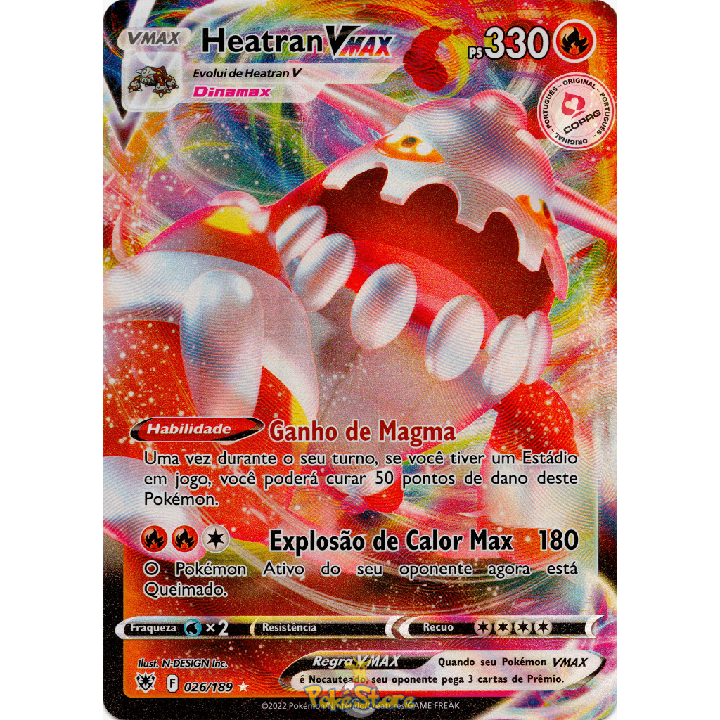 Carta Pokemon Heatran VMAX Português Card Original Copag | Shopee Brasil
