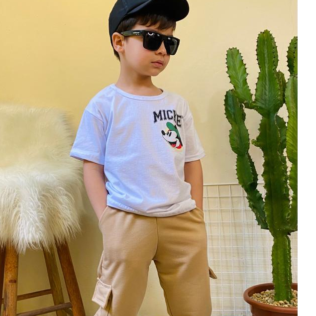 Conjunto Menino Estiloso do Mickey Camiseta manga curta + Calça Jogger ...