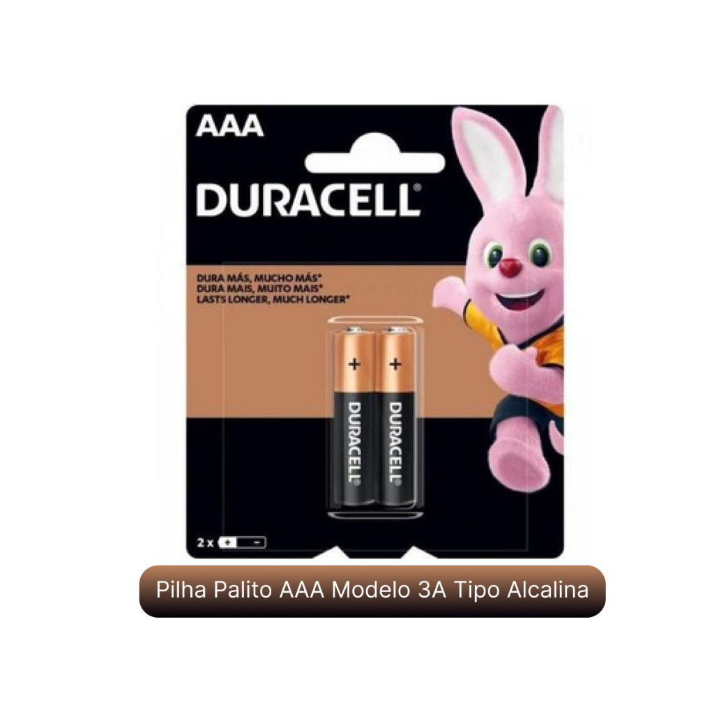 Pilha AAA Palito Duracell Alcalina Tipo modelo Comum Cilindrico Normal ...