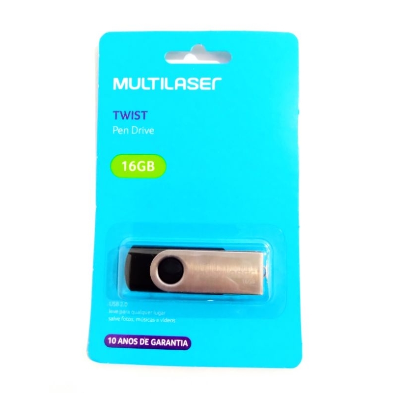 Pen Drive 16GB Multilaser USB Twist 2.0 Lacrado | Shopee Brasil