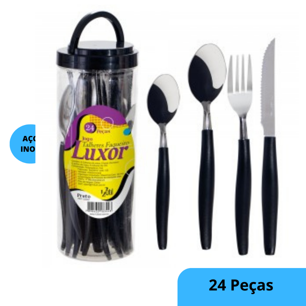 Faqueiro Jogo De Talheres Inox 24 Peças Talher Conjunto Cozinha ...
