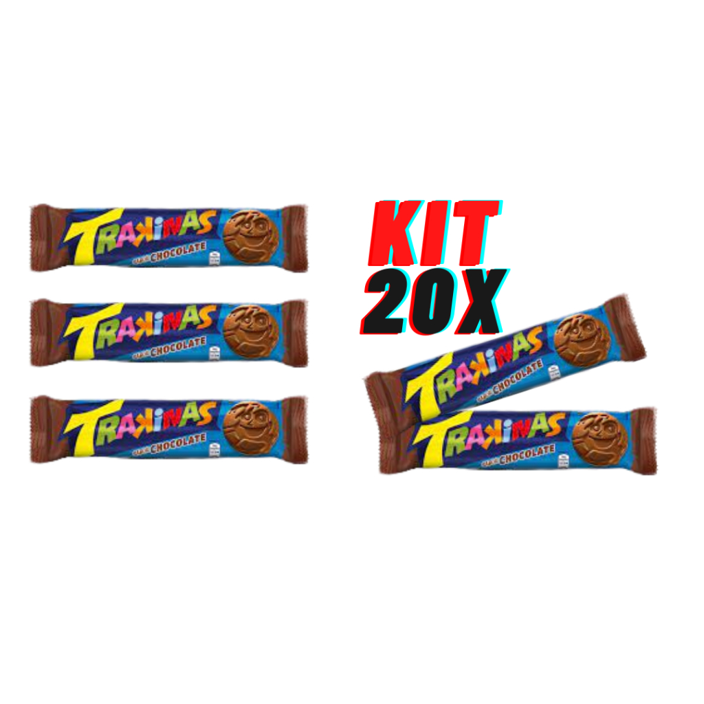 Kit 20 Pacotes de Trakinas Recheado Sabor Chocolate 126g | Shopee Brasil