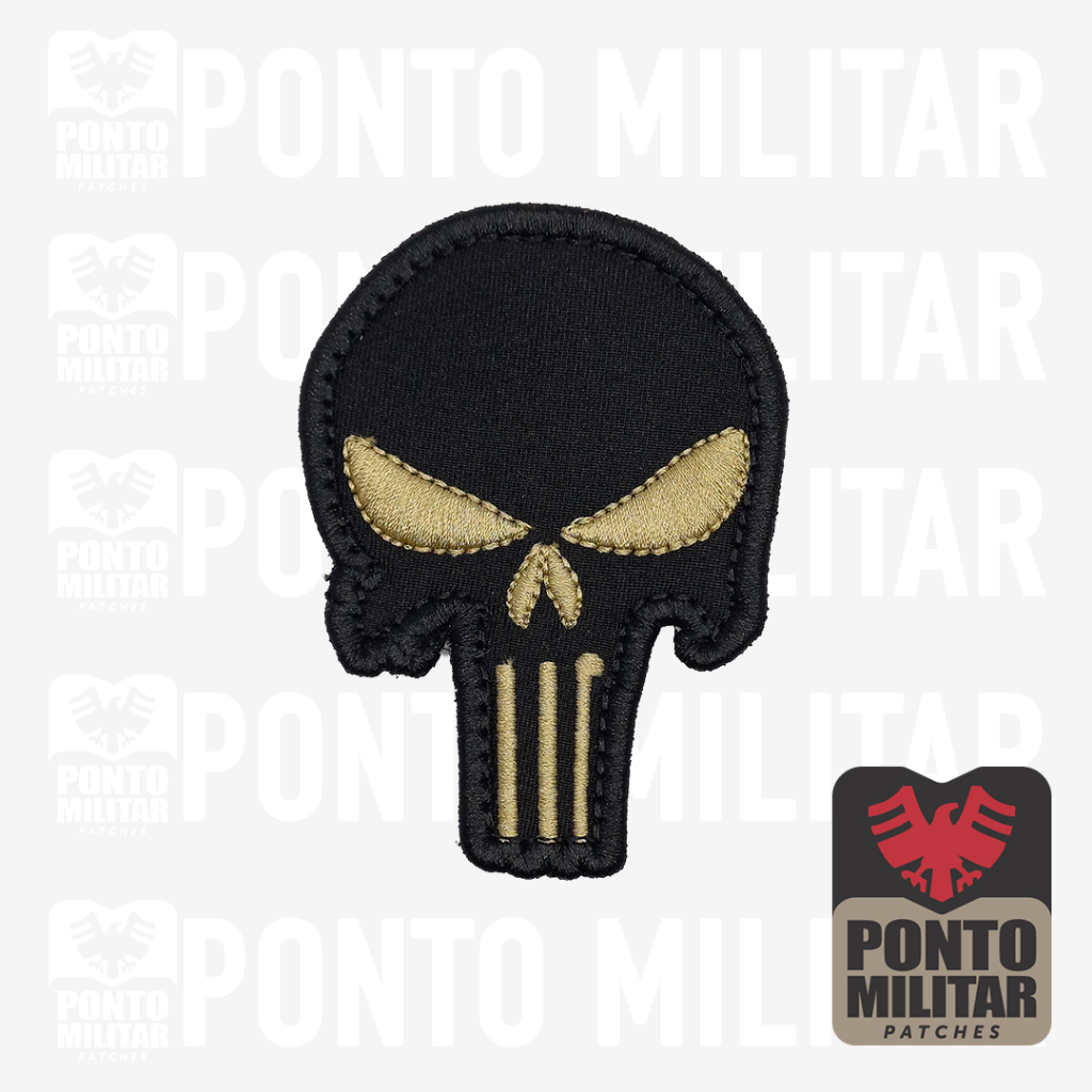 Patch Caveira Bordado Justiceiro Black Airsoft - Ponto militar | Shopee Brasil
