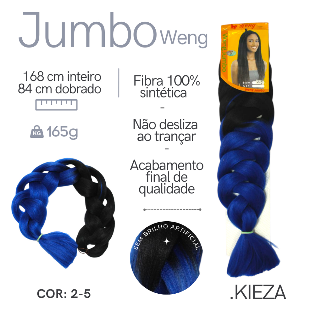 Jumbo Kanekalon Ultra 165gr - Cor Unica - Para Box Braids | Shopee Brasil