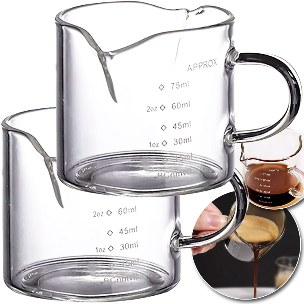 Kit 2 Copo Medidor Cafeteira Expresso Café Leite Chá Barista | Shopee ...