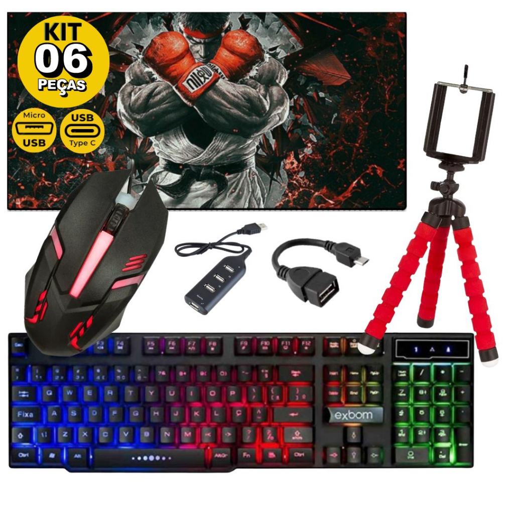 Kit Mobilador Gamer Completo Para Celular Com Teclado + Mouse Óptico | Shopee Brasil