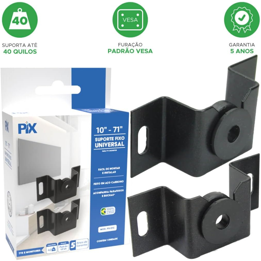Suporte Fixo de TV UNIVERSAL 10 a 71'' POLEGADAS PIX de Parede / Painel ...