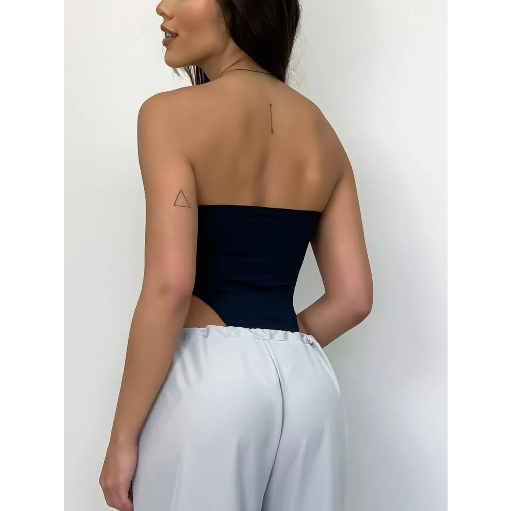 Body Feminino Tomara que Caia Sem Manga Verão Blogueira Cavado na ...