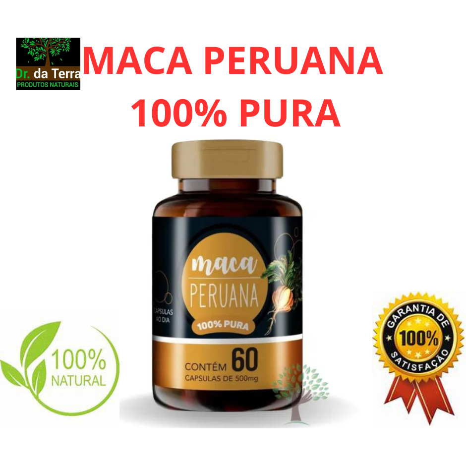 Maca Peruana 100% Pura 60casp 500mg - Natuvit Melhora da testosterona ...