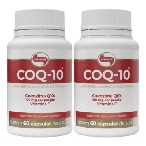 Kit 02x Pote Coq-10 60 Cápsulas Vitamina E Coenzima Q10 - Vitafor | Shopee Brasil