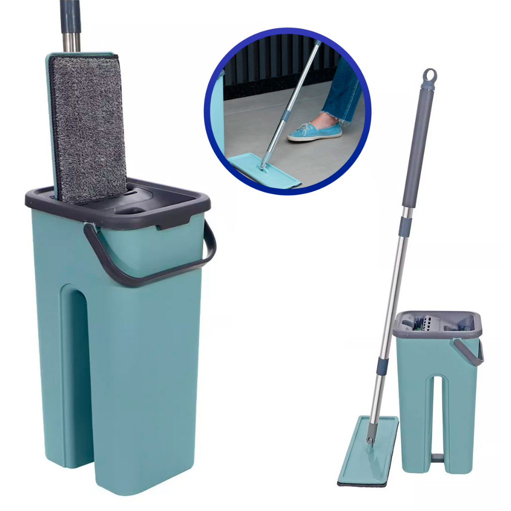 Mop Flat Rodo Magico Vassoura Balde Refil Extra Limpeza Casa Pano Vare ...