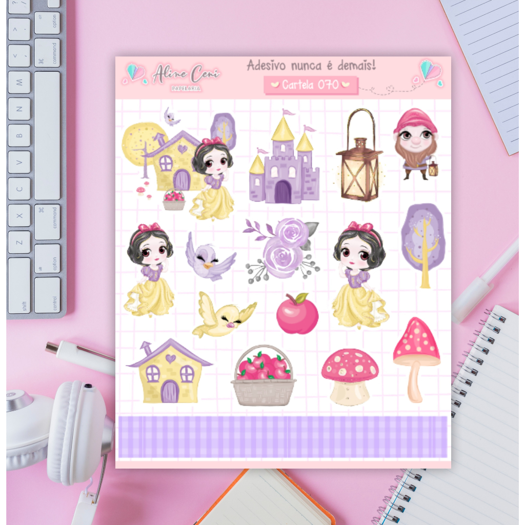 Cartela de adesivos n 070 - adesivos decorativos para bujo, planner e ...