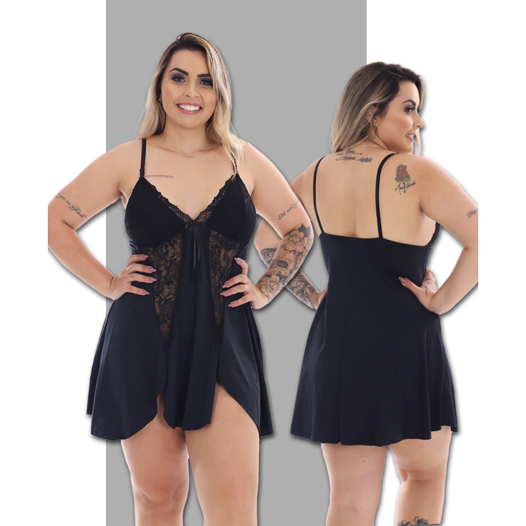 Camisola Plus Size Bia Com Renda Sexy Sensual Sem Bojo Do M Ao 50 Shopee Brasil
