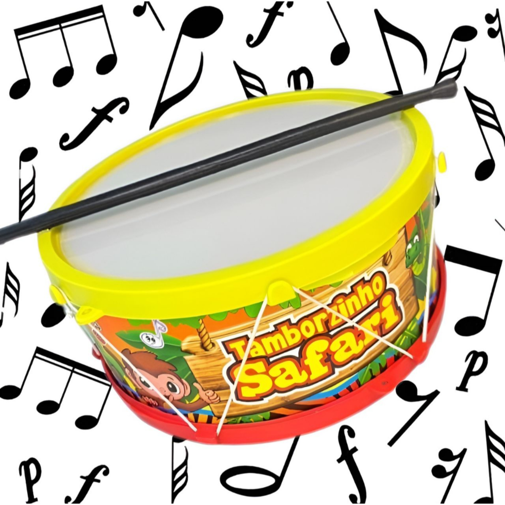 Tambor Tamborzinho Infantil Colorido Safari Para Crianças Diversão Com ...