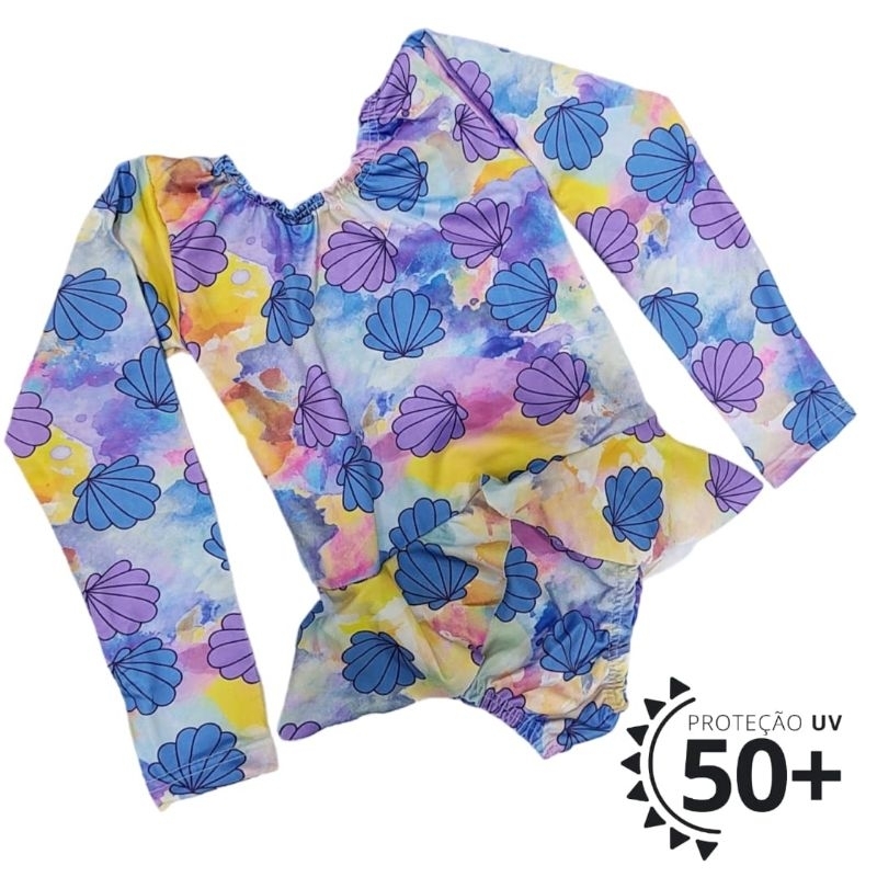 Maio Infantil Manga longa com Babado Moda Praia | Shopee Brasil