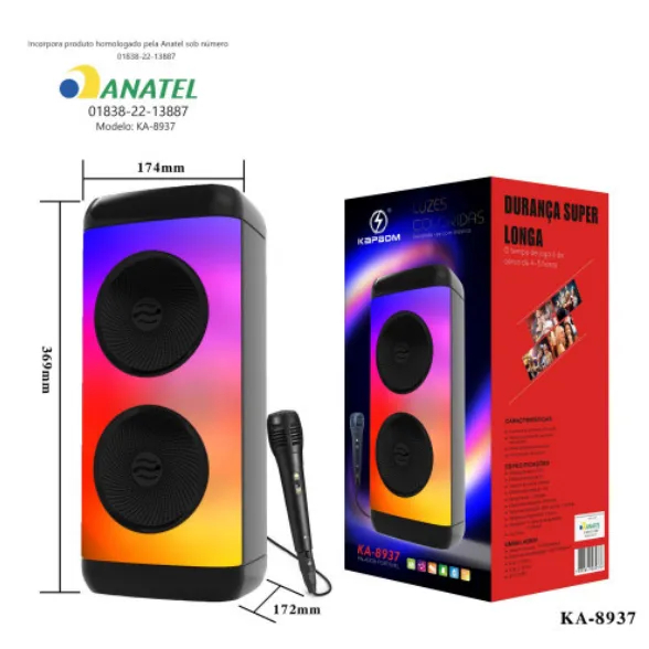 Caixa de Som com Led 4'' cada C/Microfone 10W | Shopee Brasil