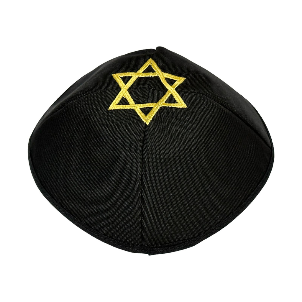 kipa judaico importado de Israel preto com a Estrela de Davi bordada ...