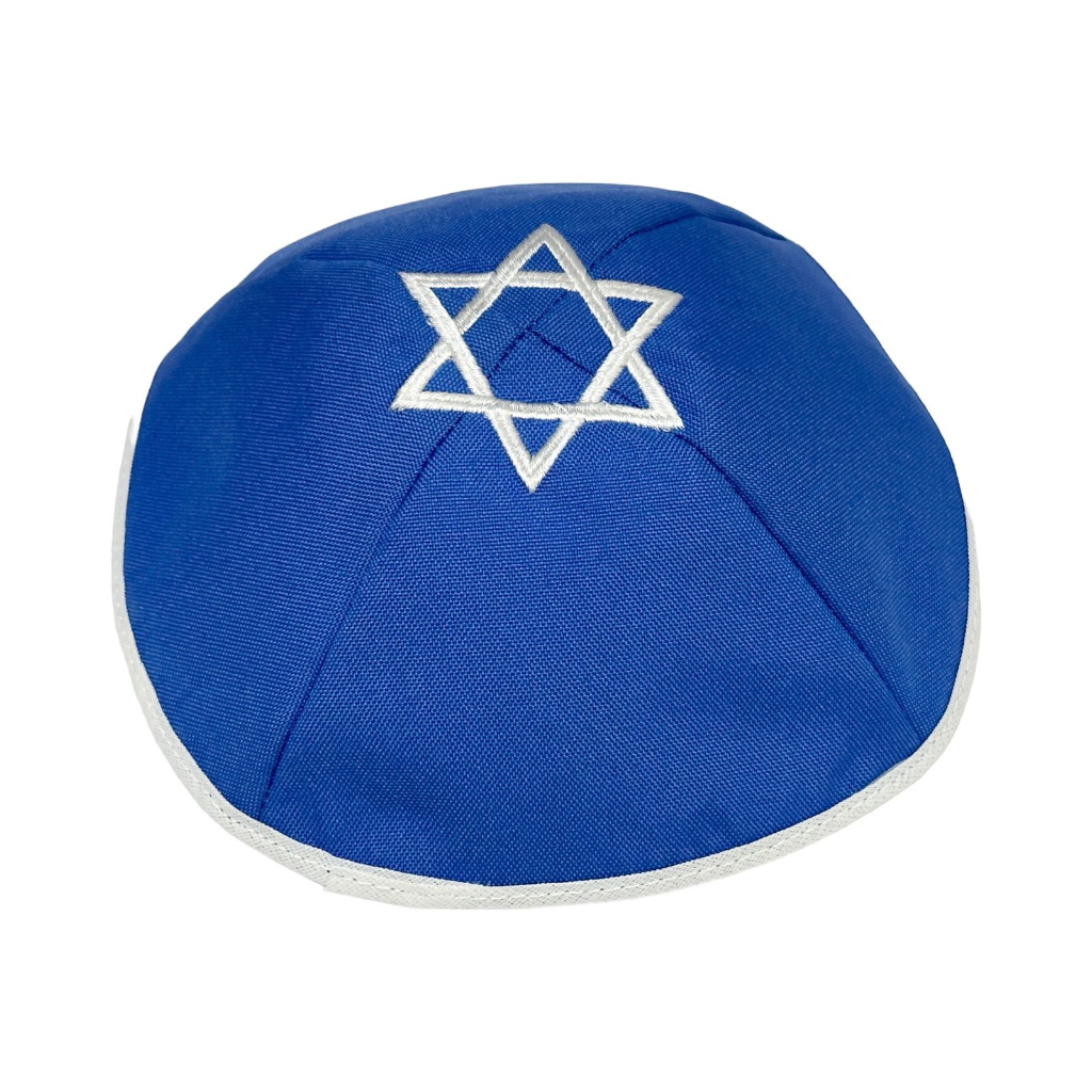kipa judaico importado de Israel na cor Azul com a estrela de Davi ...