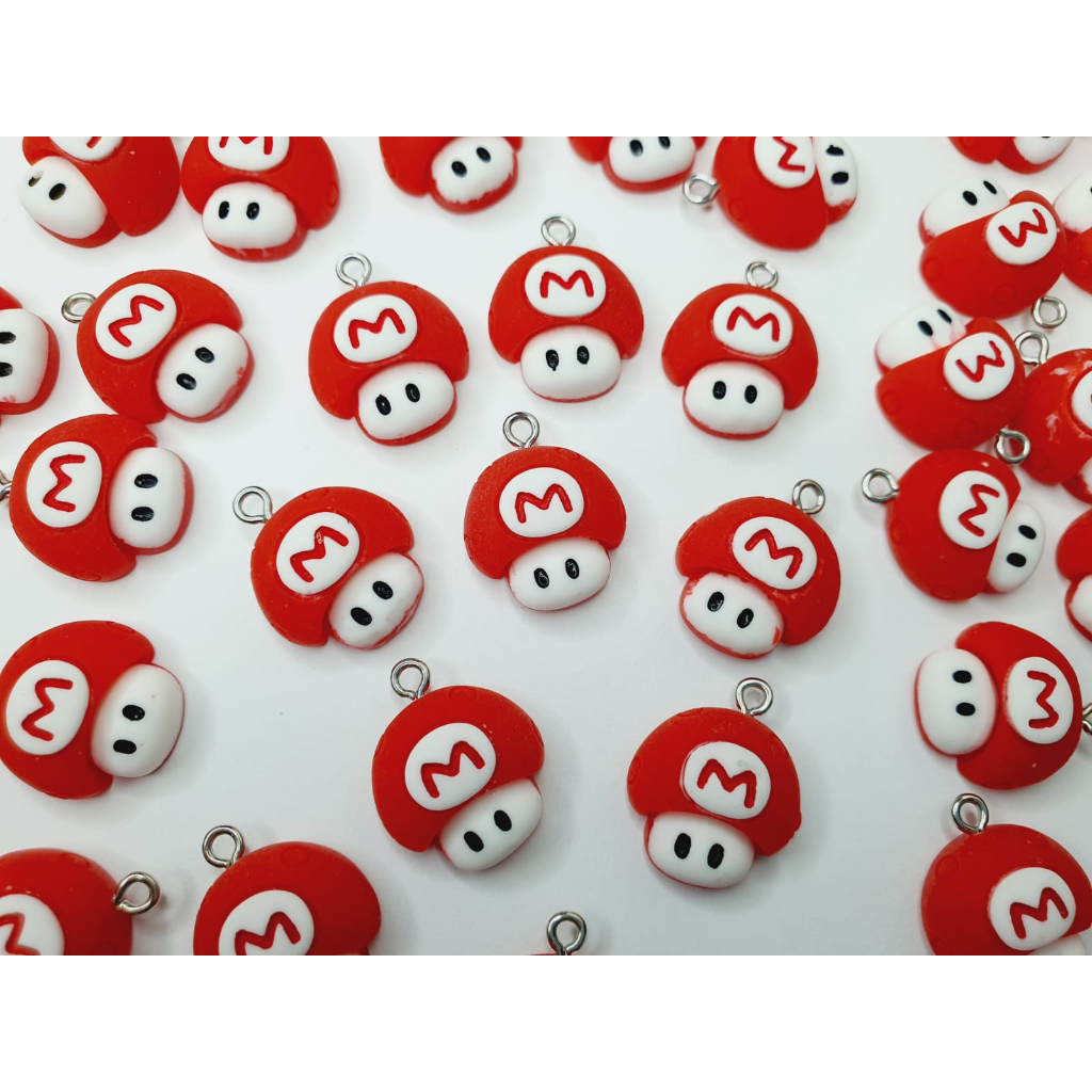 Pingente Cogumelo Mario em resina 10/20 unidades | Shopee Brasil
